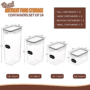 PRAKI Airtight Food Storage Containers Set with Lids - 24 PCS, BPA Free Kitchen and Pantry Organization, Plastic Leak-proof Canisters for Cereal Flour & Sugar - Labels & Marker(Grey0
