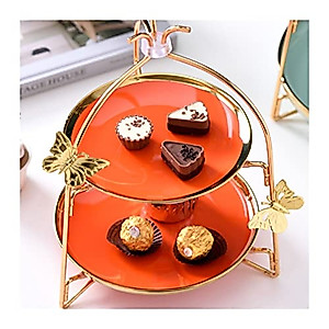 Tiered Tray Dessert Table, Commercial Dessert Table, Cake Temporary Cake Display Shelf, Family Living Room, Tea Table, Fruit Tray Display Shelf Tower Tray (Color : E, Size : Three floors)