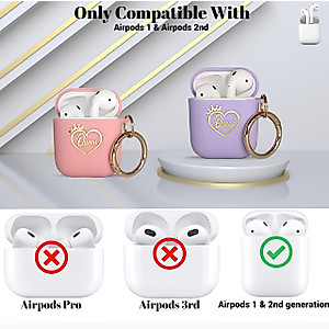 REDX1 [2 Pack] Case Compatible with Airpods 1&2nd Generation Gold Queen Design Protective Cover with Gold Keychain Accessories,TPU for Case for Women,Girl,Teen,Accessories Keychain (Purple,Pink)