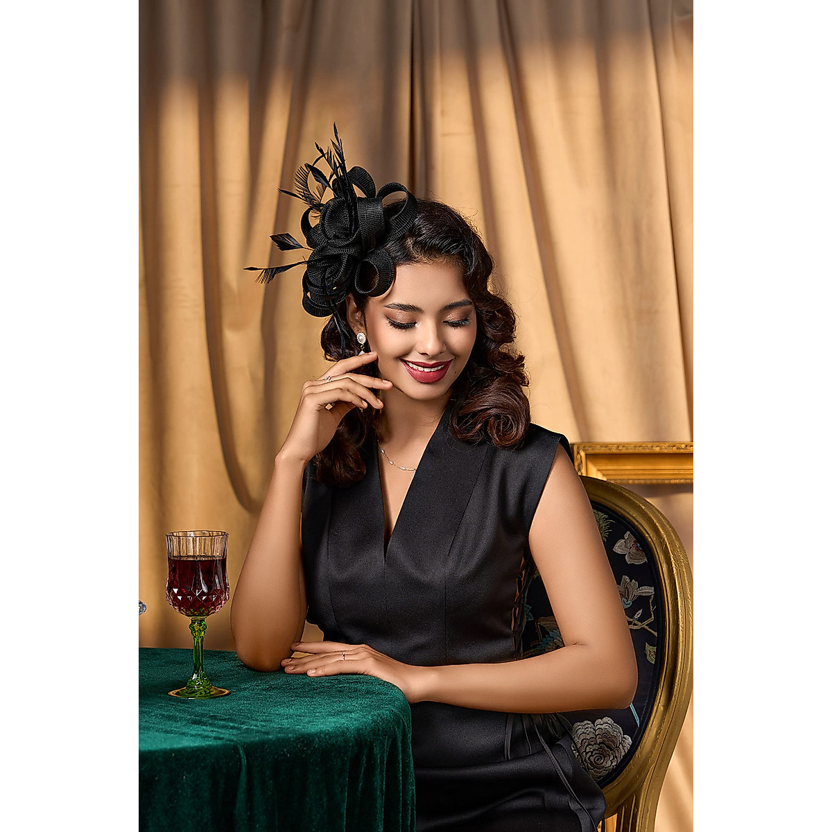 BABEYOND Fascinator Hats for Women - Tea Party Hats Fascinators Kentucky Headband Derby Hat Wedding Feathers Ribbon Headwear