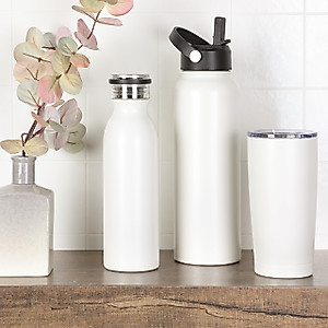 Gibson Home Marina Thermal Insulated 38 OZ Bottle W/Straw, Leak Proof, Vacuum Double Walled Stainless Steel Sports Flask W/Handle, BPA Free