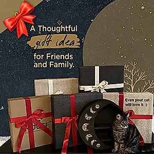 MJUFF 16" Wooden Moon Shelf for Crystals and Essential Oils - Crystal Shelf Display with Magnetic Door - Wiccan Decor Crystal Organizer - Round Wall Shelf for Unique Home Decor