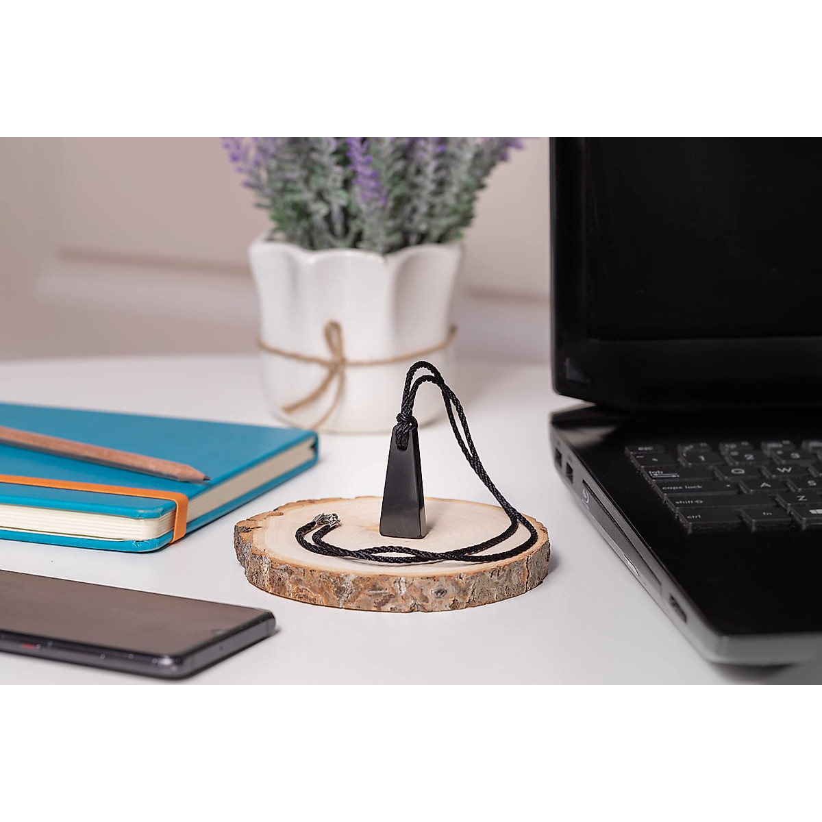 QUANTHOR Shungite Stones Protection Bracelet Necklace | Authentic from Karelia Shungite Crystal with Carbon Fullerenes | Cleans Bad Energy Protection Shungite Trapezium