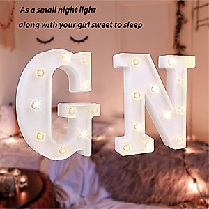 White LED Marquee Letter Lights, Diamond Bulb Marquee Light Up Letters for Christmas Wedding Decorations, Lighted Letter Sign Night Light for Girls Bedroom Birthday Party Wall Decor-V