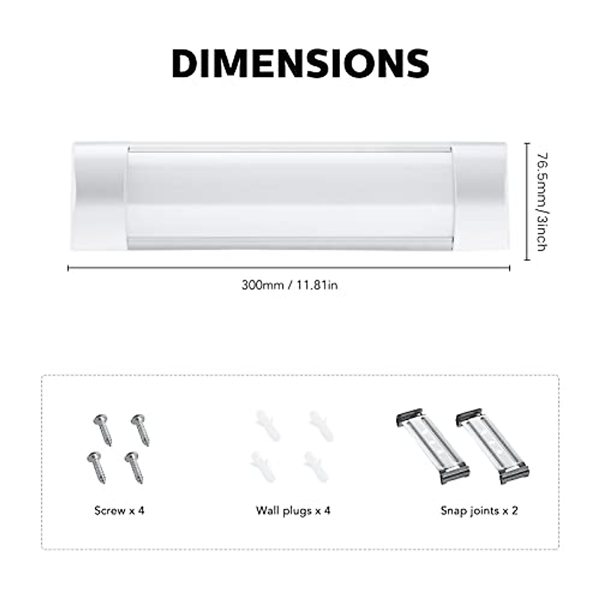 papasbox 10W LED Tube Light,1FT Led Shop Light Fixture,4000K Neutral White,11.81in 1200Lm LED Garage Closet Light Ceiling Light for Office Home Basement,No Plug,No Ground Wire