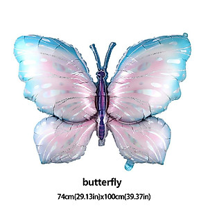 Butterfly Balloons 4 Pieces 40inch Blue Purple Butterfly Foil Mylar Balloons for Butterfly Themed Party Wedding Birthday Baby Shower Party Decoration (Blue)