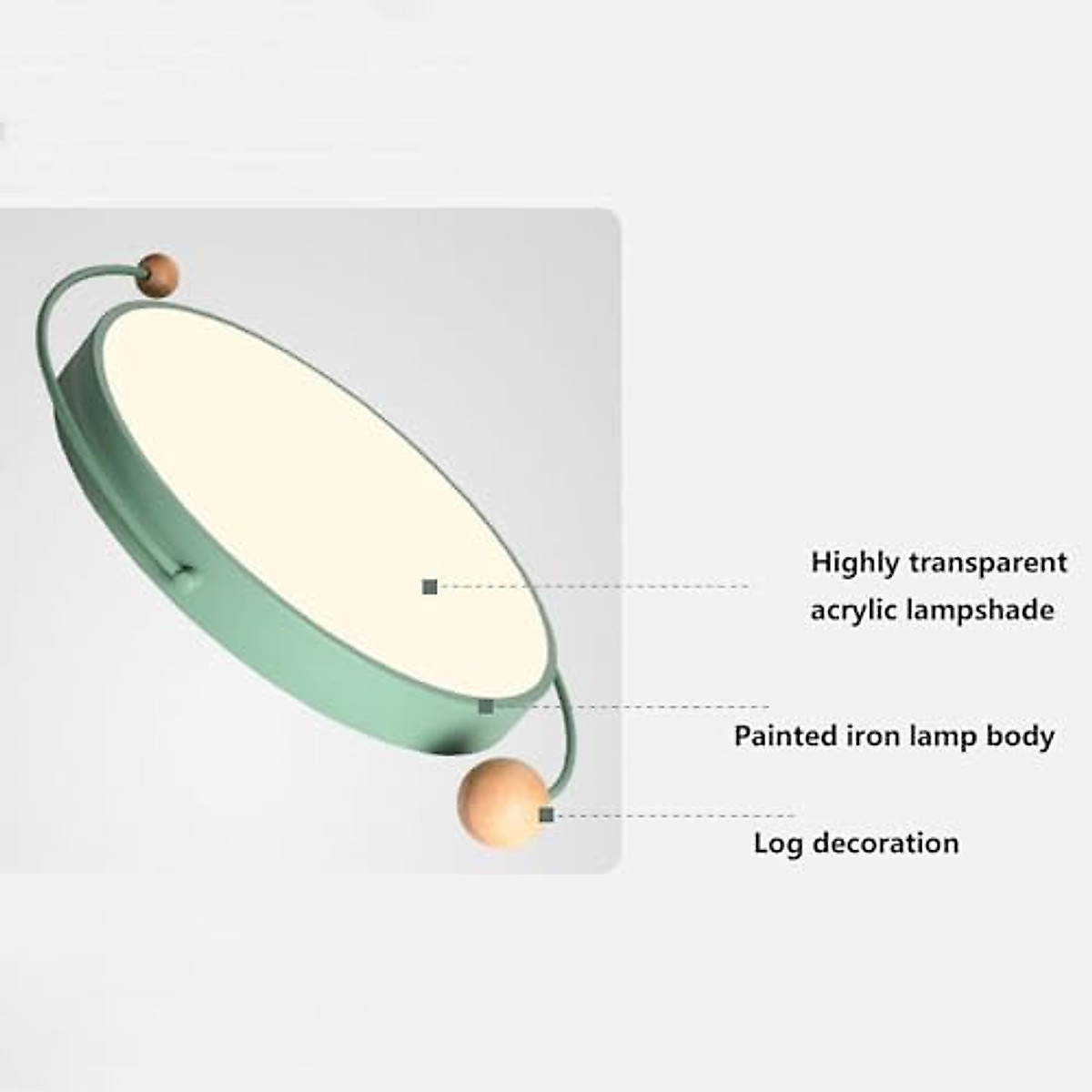 Green Simple and Atmospheric Round Ceiling Lamp Creative And Warm Log Decorative Hanging Lamp Boys Girls Bedroom Study Room Dining Room Kindergarten Flush Mount Ceiling Light Fixture ( Color : White l