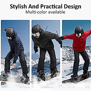 FREE SOLDIER Men's Waterproof Ski Snow Jacket Fleece Lined Warm Winter Rain Jacket with Hood Fully Taped Seams(Black,XL)