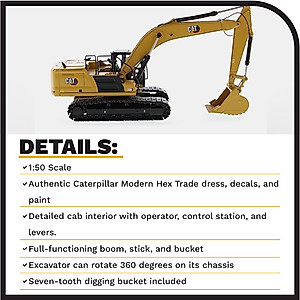 Diecast Masters 1:50 Caterpillar 336 Next Generation Hydraulic Excavator | High Line Series Cat Trucks & Construction Equipment | 1:50 Scale Model Diecast Collectible | Diecast Masters Model 85586