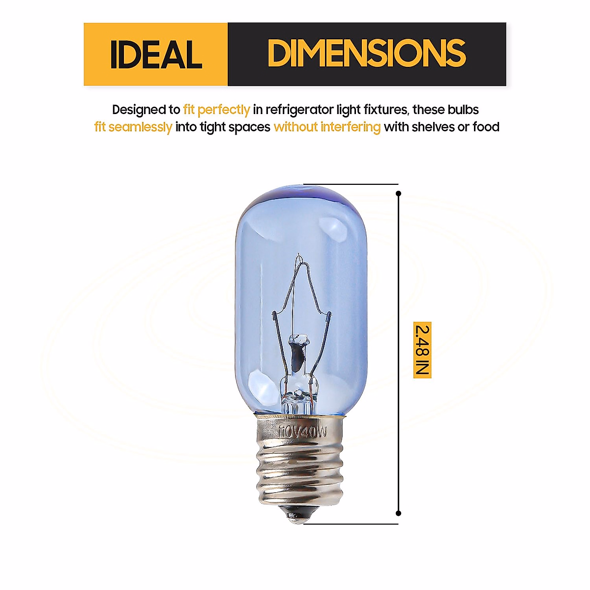 Seentech 297048600 241552802 Refrigerator Light Bulb 40W T8 E17 for Frigidaire Kenmore Whirlpool KitchenAid Electrolux - Replace 241552802 AP3770086 AP3867287 AH976993 EA1149215 (Pack 2)