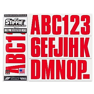 STIFFIE Uniline Lava SUPER STICKY 3" Alpha Numeric Registration Identification Numbers Stickers Decals for Sea-Doo SPARK TRIXX, Inflatable Boats, RIBs, Hypalon/PVC, PWC and Boats.