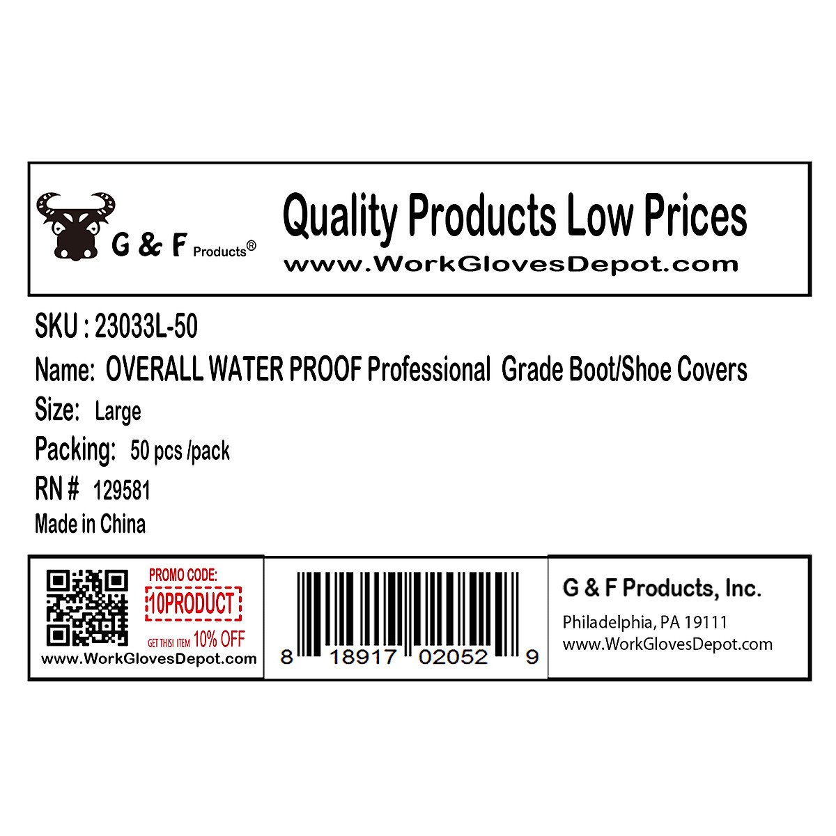 G & F Products X-Large WaterProof Premium 100 Pack (50 Pairs) Disposable Boot & Shoe Covers - Durable, Non-slip, Non-toxic, Recyclable, Blue, Stretchable Fits US Men Size 11 and UP
