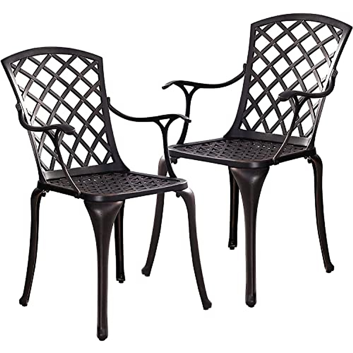 Withniture Aluminum Patio Chairs Set of 2, All Weather Outdoor Dining Chairs with Arms,Patio Dining Chairs,Patio Seating Outdoor Chairs,for Balcony, Backyard, Garden, Bronze