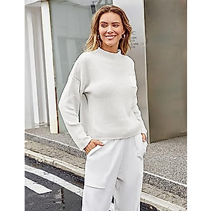 Bianstore Women's Two Piece Outfits Long Sleeve Knit Top Fall Sweater Set Loose Pants Sweatsuit Lounge Sets(PureWhite-M)