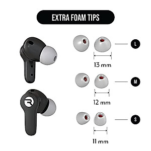 Raycon Work Earbuds Bluetooth Wireless Earphones with Microphone- Stereo Sound in-Ear Bluetooth Headset True Wireless Earbuds with 32 Hours of Battery Life (Carbon Black)