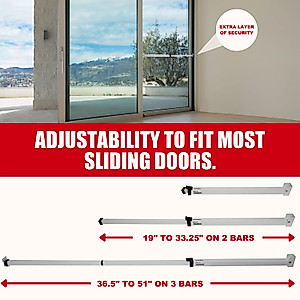 SecurityMan Sliding Door Security Bar - Dual Use as Patio Door Security Bar or Window Security Lock with Anti Lift Safety - Child Proof and Adjustable 19"-51" - Constructed of High Grade Iron - White