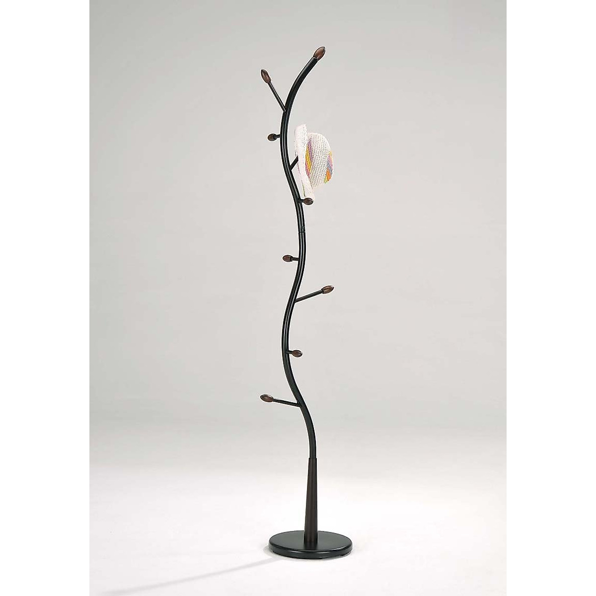 Kings Brand Furniture - Black Metal & Walnut Wood Hall Tree Coat & Hat Rack Stand