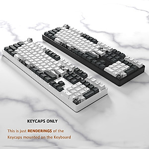 MOLGRIA Ink Lotus Keycaps, 140 Set Custom Keycaps for Gaming Keyboard, PBT OEM Profile Dye Sublimation Keycaps ANSI/ISO Layout with Keycap Puller for Gateron Kailh Cherry MX 104/87/74/61 60 Keyboard