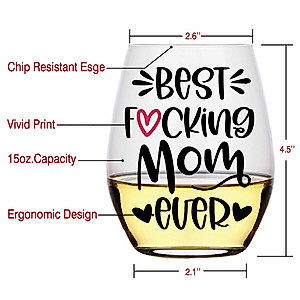 Perfectinsoy Funny Mom Gifts, Best Mom Ever Wine Glass, Mother's Day Gifts for Her, Women, Wife, Sister, Boss, Colleague, Mom, New Mom, Mother, Aunt, Grandma, Grandmother, Birthday Gift for Mom