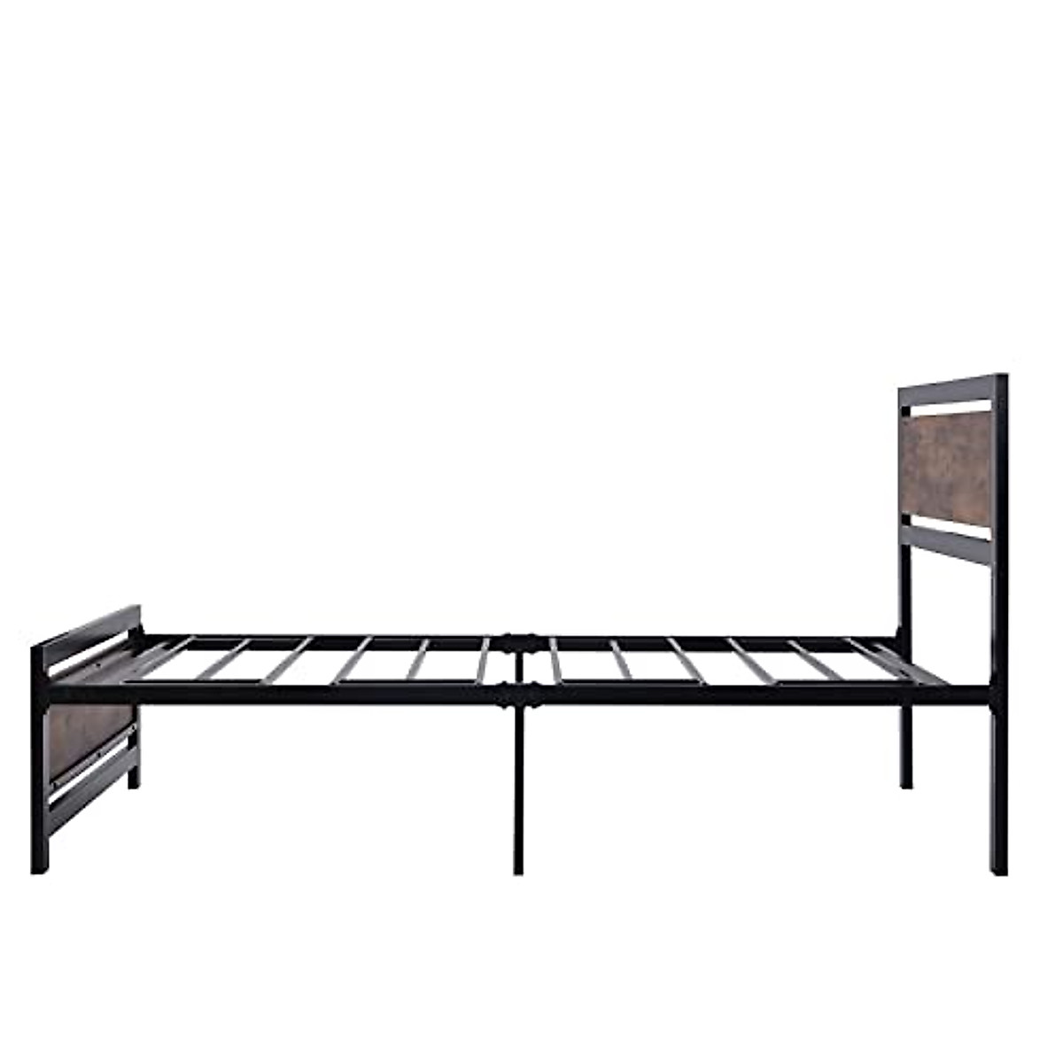 Metal Twin Bed Frame with Headboard, Bed Frame for Men Black Metal Bed Frame with Headboard and Footboard No Box Spring Needed 77.5 Inch
