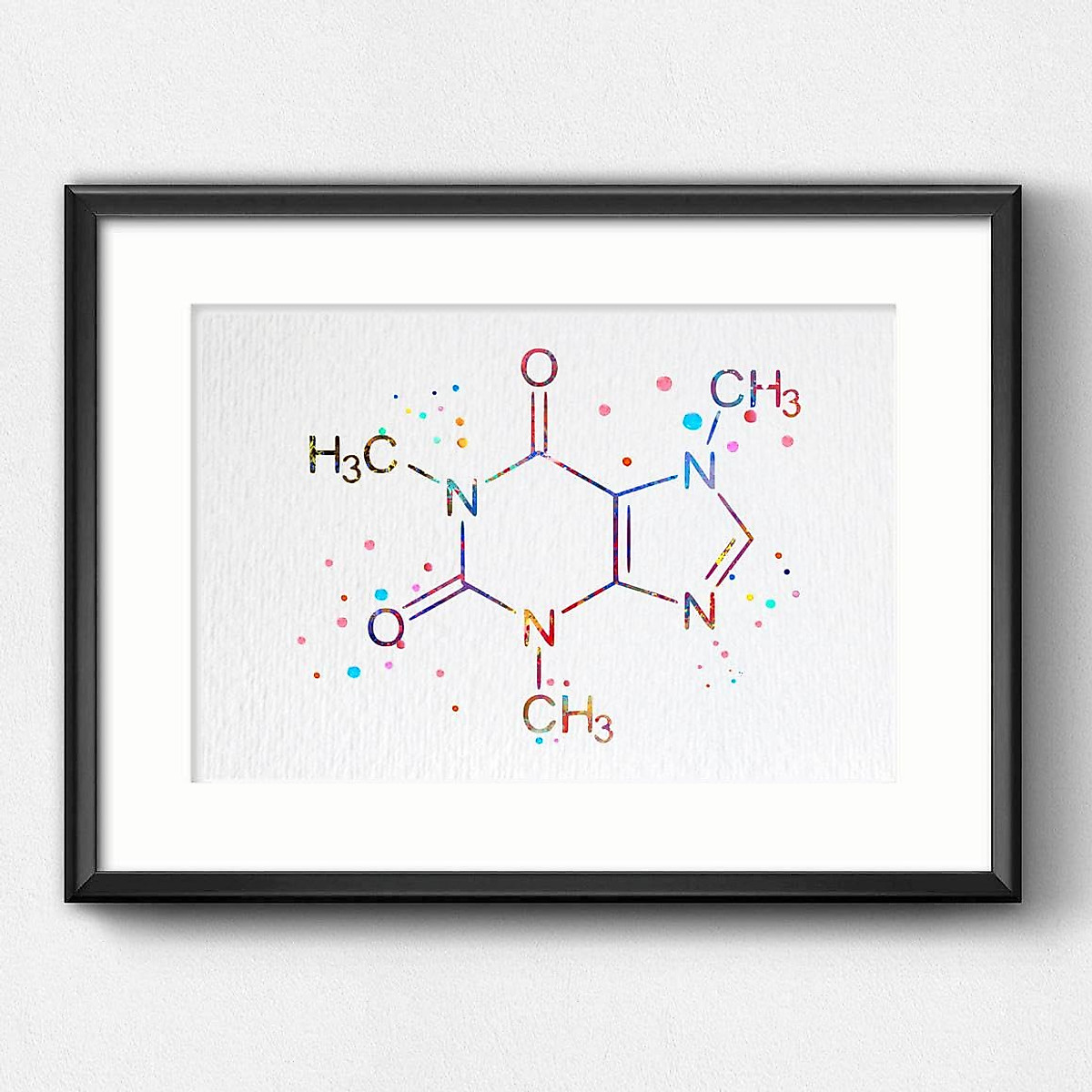 Dignovel Studios 8X10 Unframed Caffeine Molecule Chemical Symbol Watercolor Art Print Poster Housewarming Wall Giclee Office Home Decor DN536