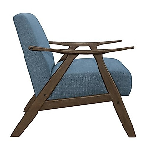 Wycian Chair Seat Cushion, Dining Chair 18 Inch Seat Height Solid Wood Blue Upholstered Back and Curved Arms Seat Height 18" for Living Room Bedroom 1PC