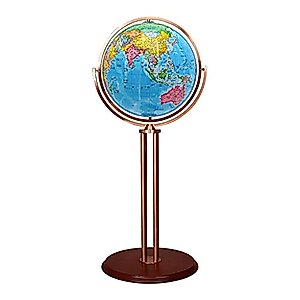 geographic globe 16.5” Diameter Large World Globe Floor Standing Educational Earth Globe With Round Wooden Base Geographic Globes For Home Decor world globe gift (World Globe a) (W