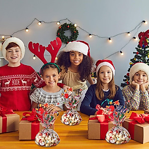 Christmas Cellophane Wrapping Paper 100 ft x 16 Inch 2.5 Mil Thick Cello Wrap Roll Crystal Clear Xmas Tree Santa Paper Wrapper Snowman Cellophane Gift Wrap for Treat Small Basket Craft Holiday