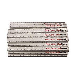 RevMark Carpenter Pencil 24 Pack White with Red Lead and Printed Ruler, Made in The USA. Quality Cedar Wood for Carpenters, Construction Workers, Woodworkers, Framers. Medium Lead Bulk Lumber Pencils