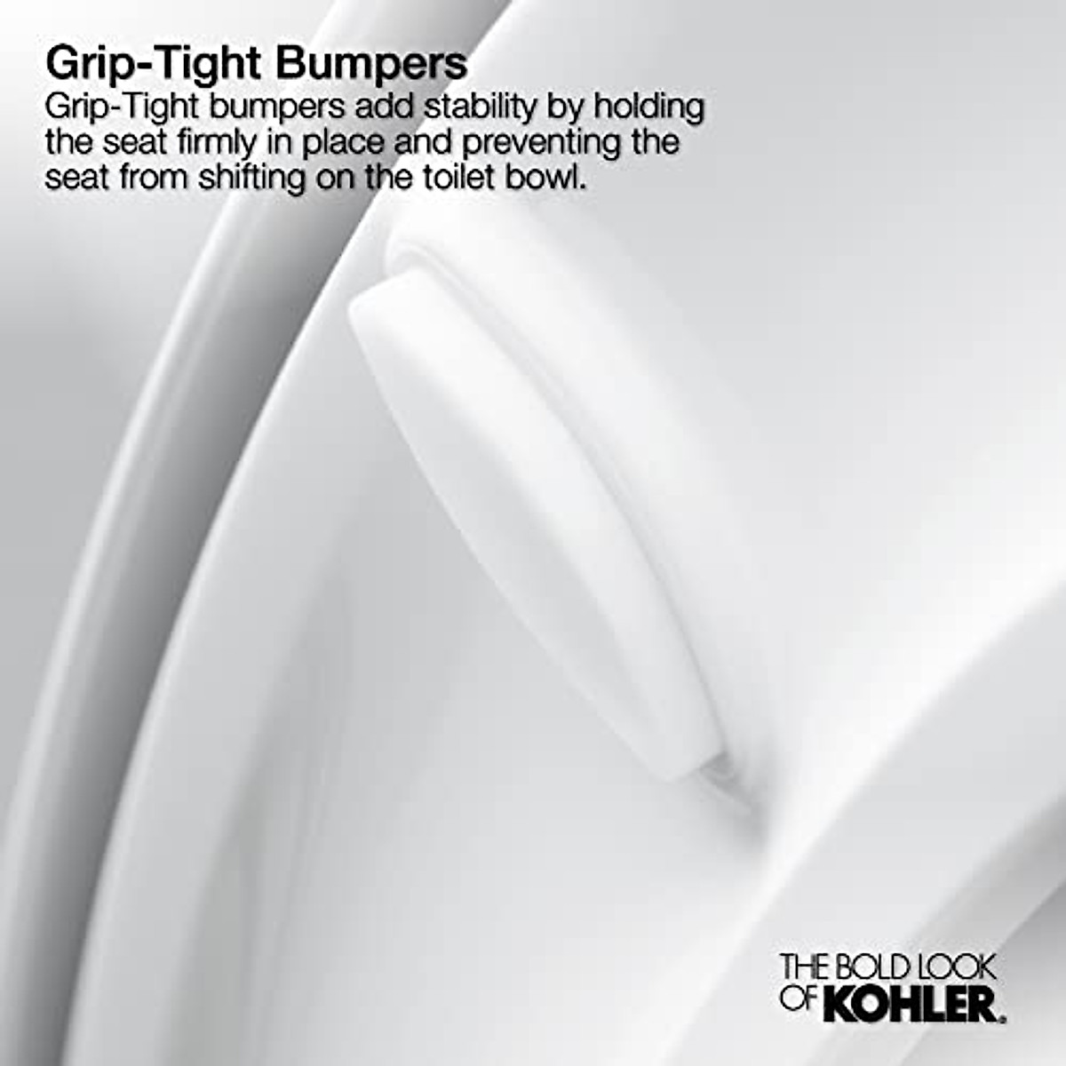 KOHLER 75758-0 Cachet Nightlight Quiet-Close with Grip-Tight Round-Front Toilet Seat in White