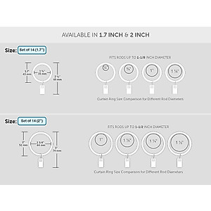 Ivilon Drapery Curtain Clip Rings - Clips Ring for Curtain Panels 1.7", Set of 14 - Warm Gold