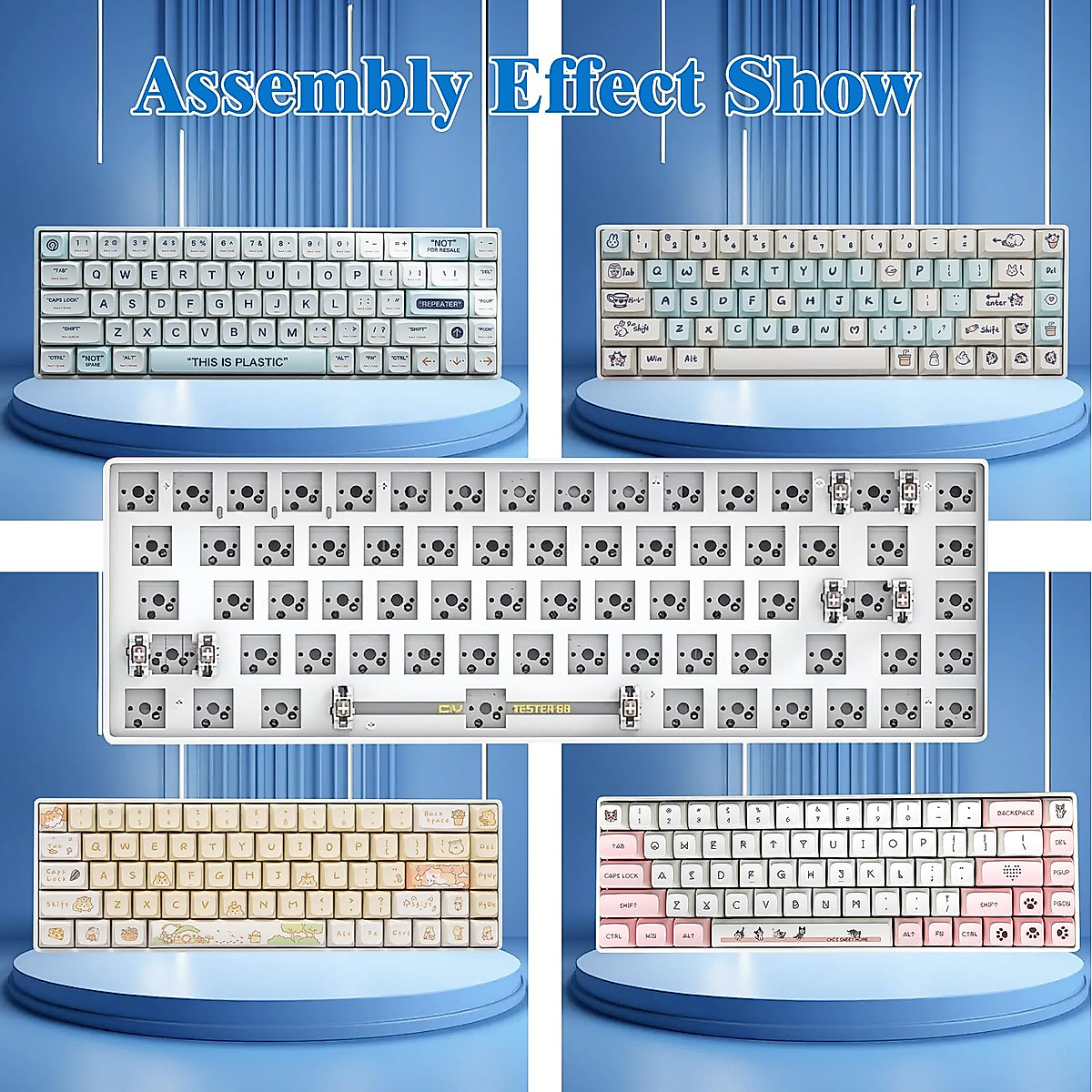 ZMX CIY68 Keyboard Kit,Hot Swappable 65% Mechanical Keyboard Wireless Bluetooth 5.0/2.4G Dual Mode Kit with ABS Shell Metal Positioning Plate Sound Insulation Mat for Windows/Android (White)