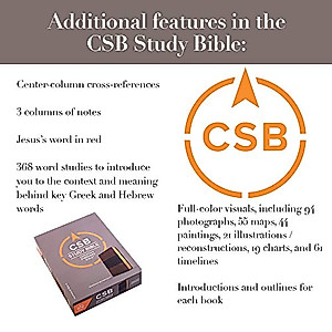 CSB Study Bible, Navy LeatherTouch, Red Letter, Study Notes and Commentary, Illustrations, Articles, Word Studies, Outlines, Timelines, Easy-to-Read Bible Serif Type