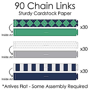 Big Dot of Happiness Par-Tee Time - Golf - 90 Chain Links and 30 Paper Tassels Decoration Kit - Birthday or Retirement Party Paper Chains Garland - 21 feet