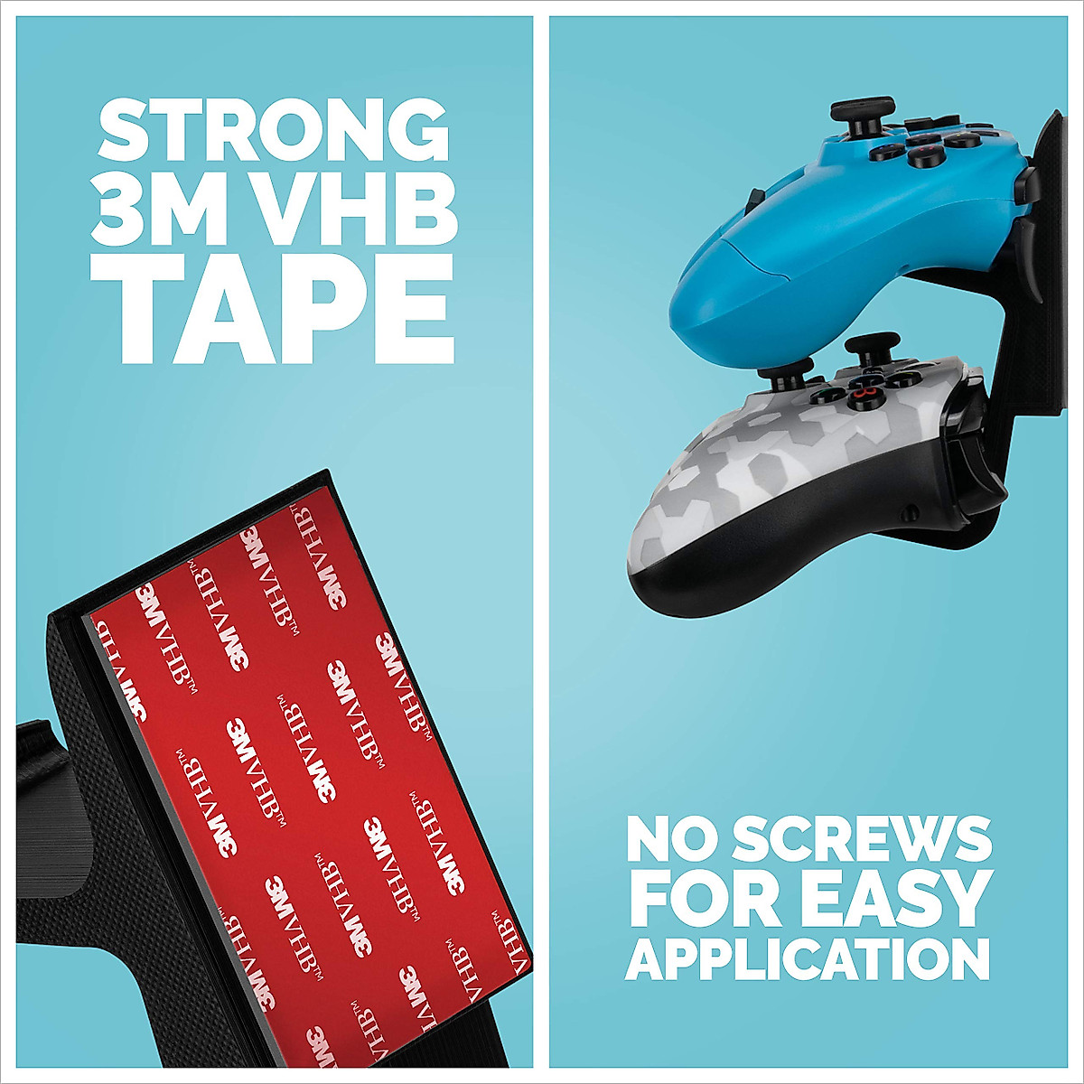 [EOL] The STACK - Dual Universal Game Controller Wall Mount Holder for XBOX ONE, SERIES X, PS5, PS4, PS3, SWITCH, STEELSERIES Gamepad & More, Stadium Seating, Looks Good & Organized No Screws [EOL]