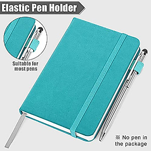 Pocket Notebook Notepad,3.5" x 5.5" 120GSM Thick Ruled Paper PU Leather Hardcover Small notepads Mini Journal Dairy with Pen Holder,Inner Pocket,Elastic Closure- (2 Pack) Blue