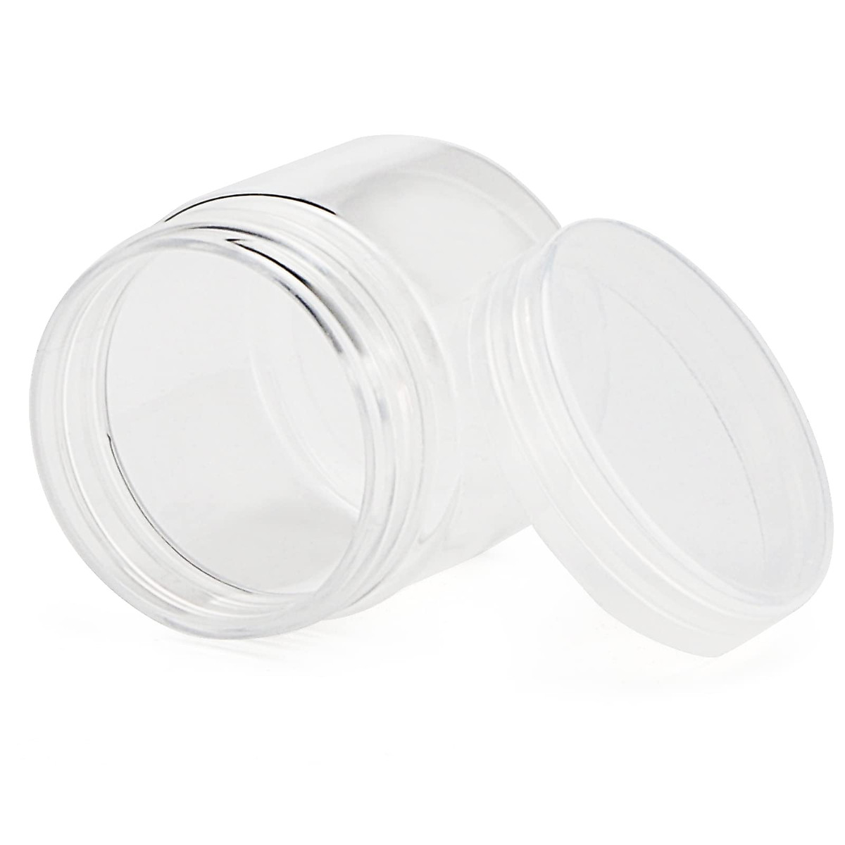 MUKLEI 70 PCS 2oz Clear Plastic Bead Containers, Round Bead Containers with Lids, Mini Sample Container for Lotions, Beads, Candies, Spice