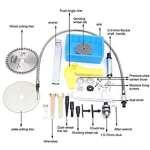 Gem Jewelry Rock Polishing Buffer Machine, 750W 110V Lathe Table Saw Polisher Cutting Machine Mini Table Rock Saw