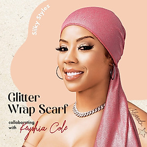 Red by Kiss X Keyshia Cole Glitter Wrap Scarf, Soft and Lightweight 58"X19" (Black Pearl)