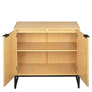 Trnnozu Bamboo 2 Door Cabinet, Buffet Sideboard Storage Cabinet, Buffet Server Console Table, Coffee Bar Accent Cabinets for Dining Room, Living Room, Kitchen, Hallway