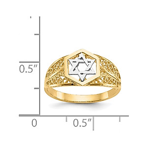 14K Two-Tone Polished Star Of David Ring - Jewelry By Sweet Pea
