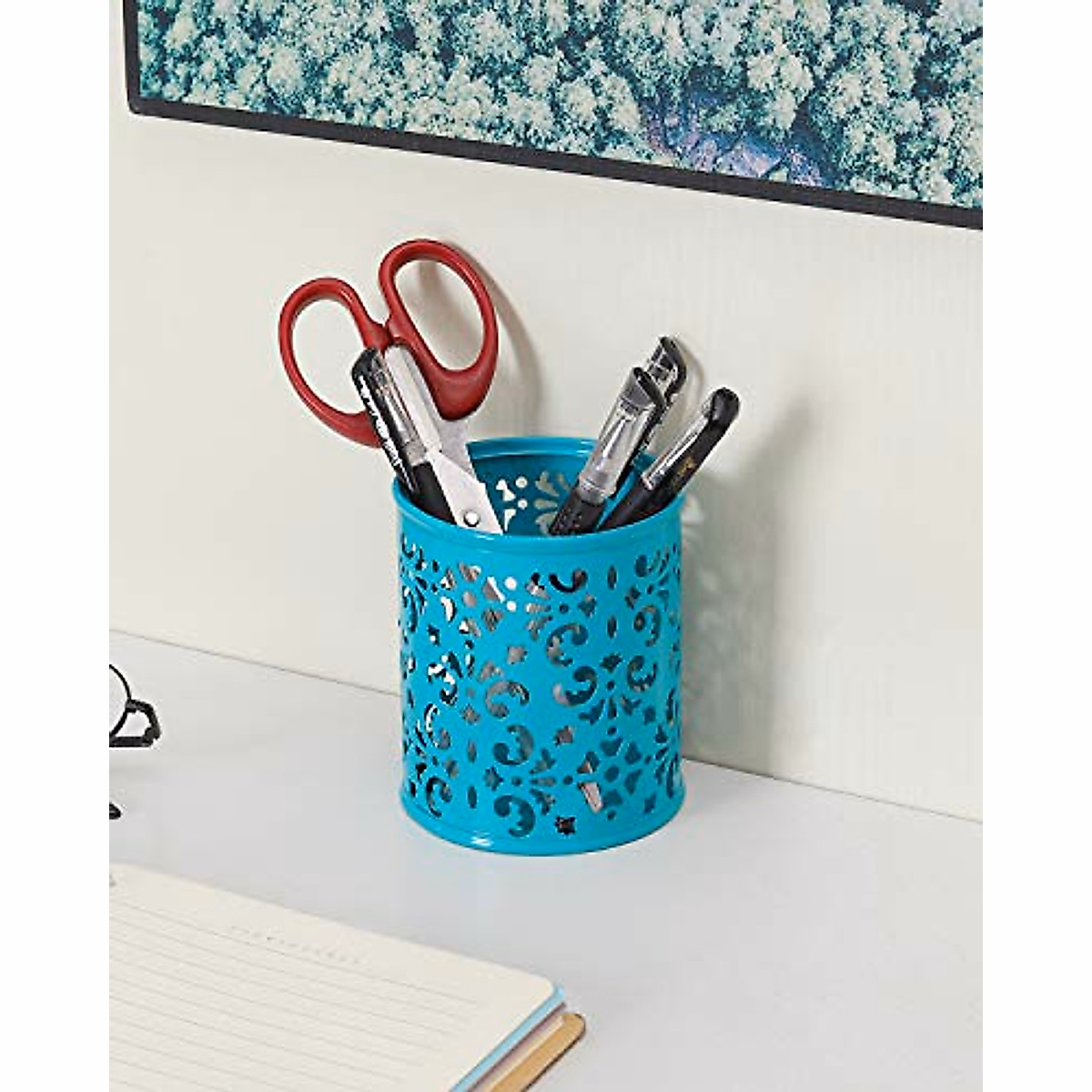 EasyPAG 2 Pack Pen Holder Desk Pencil Cup Marker Holder Makeup Brush Holders Desk Accessories & Workspace Organizers for Home, School & Office, Dark Teal
