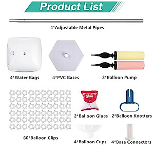 AooeDomi Metal Balloon Column Kit Set of 4, Reusable Telescopic Design with Base, Height Adjustable from 1.5 to 7 Ft, Balloon Stander for Party Decorations