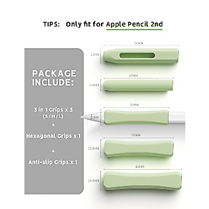5 Pack Pencil Grips Compatible with Only Apple Pencil 2nd Generation Silicone Ergonomic Design Sleeve Holder(Mint Green)