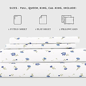 Linen Market 4 Piece Queen Bedding Sheet Set (Light Blue Floral) - Sleep Better Than Ever with These Ultra-Soft & Cooling Bed Sheets for Your Queen Size Bed - Deep Pocket Fits 16" Mattress