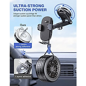 Ruiwwo Phone Mount for Car, Car Phone Holder Dashboard & Windshield, [Strong Suction] Universal Cell Phone Holder Car Compatible with iPhone 13 Pro Max/12/11/XS/8 and More