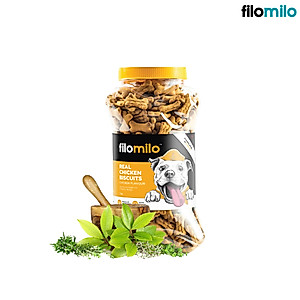filomilo – Real Chicken Biscuits (Treats) with Ayurvedic Brahmi Powder for All Type of Dogs_17.63 OZ (500 Grams - Chicken Flavour)