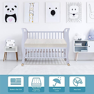 LA Baby 3" Waterproof Mini/Portable Crib Mattress Pad with 100% Organic Cotton Layer, for Non-Full Size Cribs Only - Made in USA