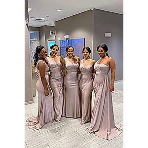 OYI Women's One Shoulder Satin Bridesmaid Dresses Plus Size for Women Long Champagne Formal Evening Gowns Champagne 20W,20 Plus