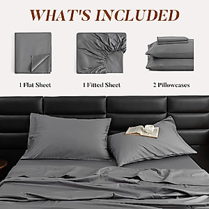 Cosybay Gray Polyester Full Size Sheet Set - Bedding Set with Cooling Effect, Extra Soft - Deep Pocket Up to 16 Inch - Wrinkle Free